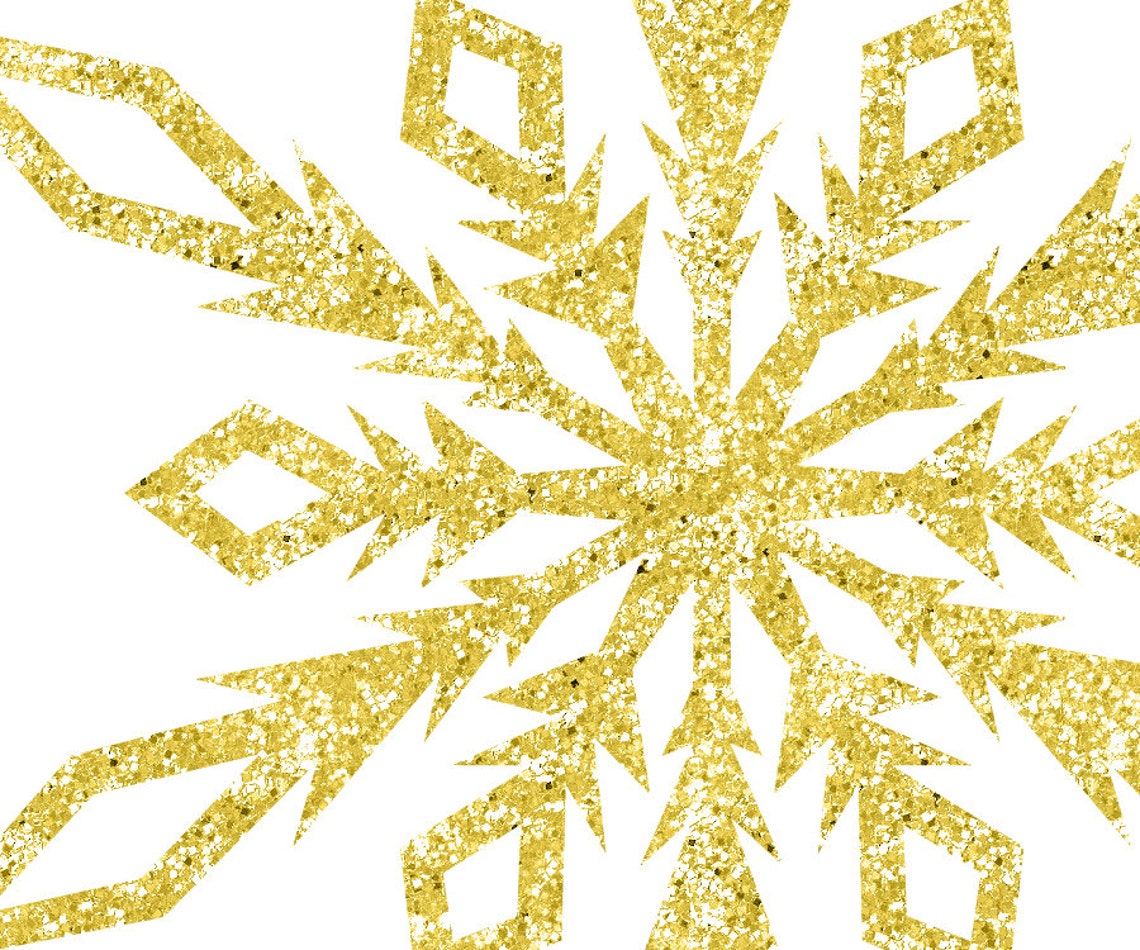 Christmas Clipart Gold Glitter Snowflake Clipart Holiday Clipart Gold ...