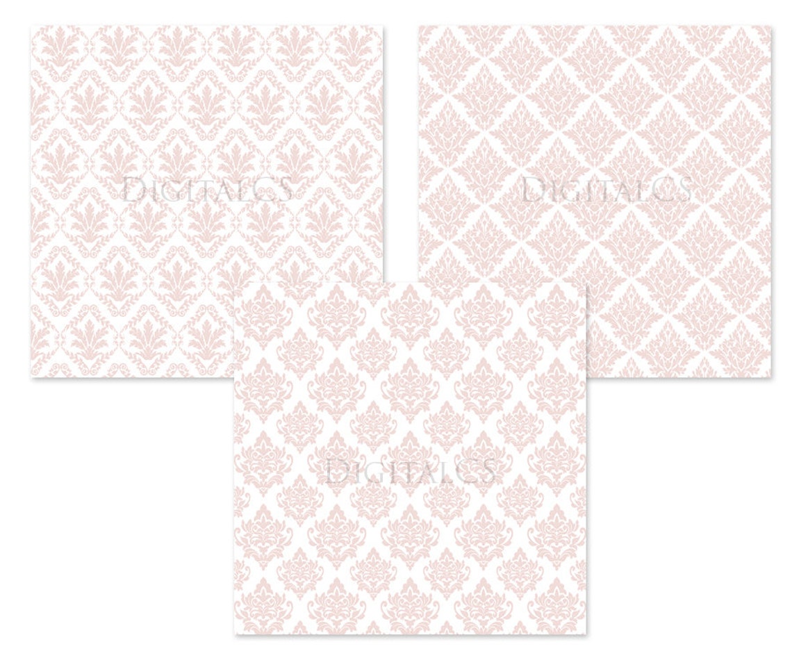 Dusty Rose Pink Damask Digital Paper Dusty Rose Digital Paper Dusty ...