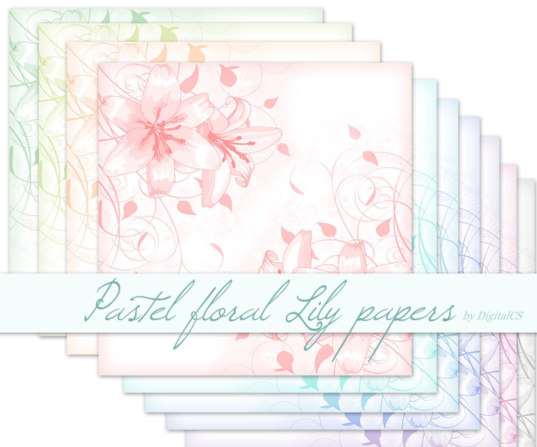 Floral Digital Paper Floral Digital Paper Flower Lily Flower Pastel ...