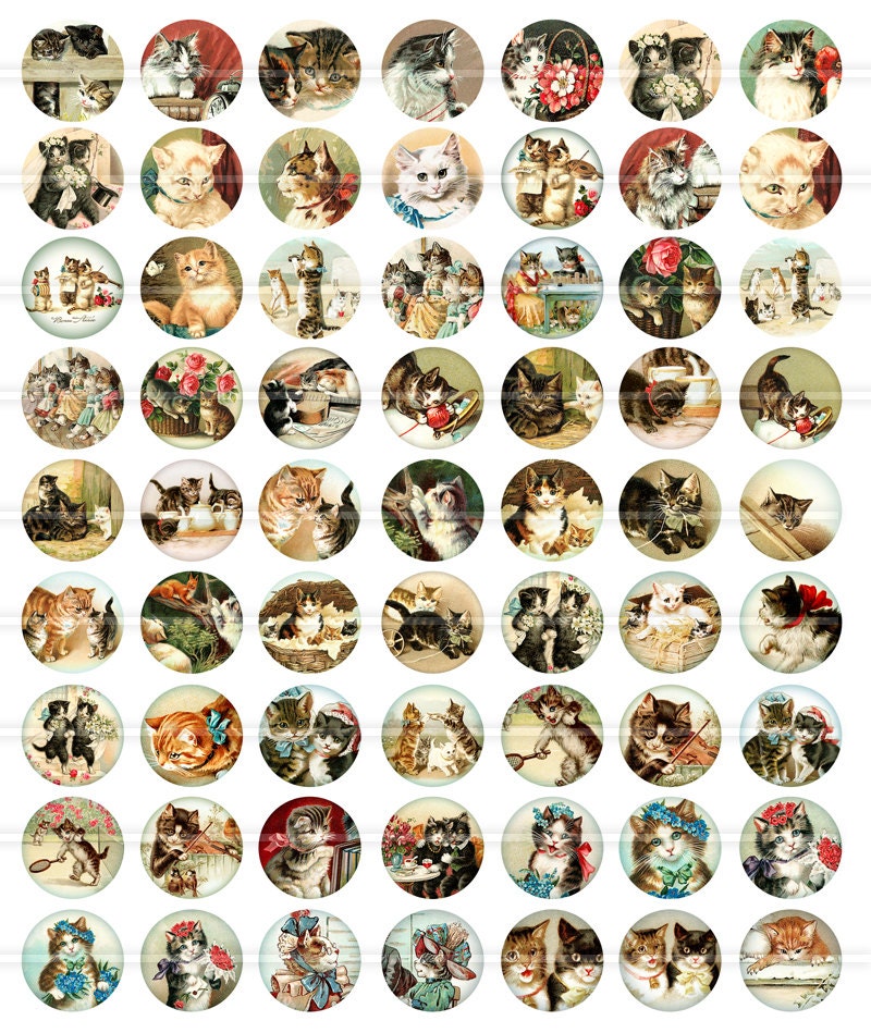 Cat Digital Collage Sheet Cat 1 Inch Digital Collage Sheet - Etsy