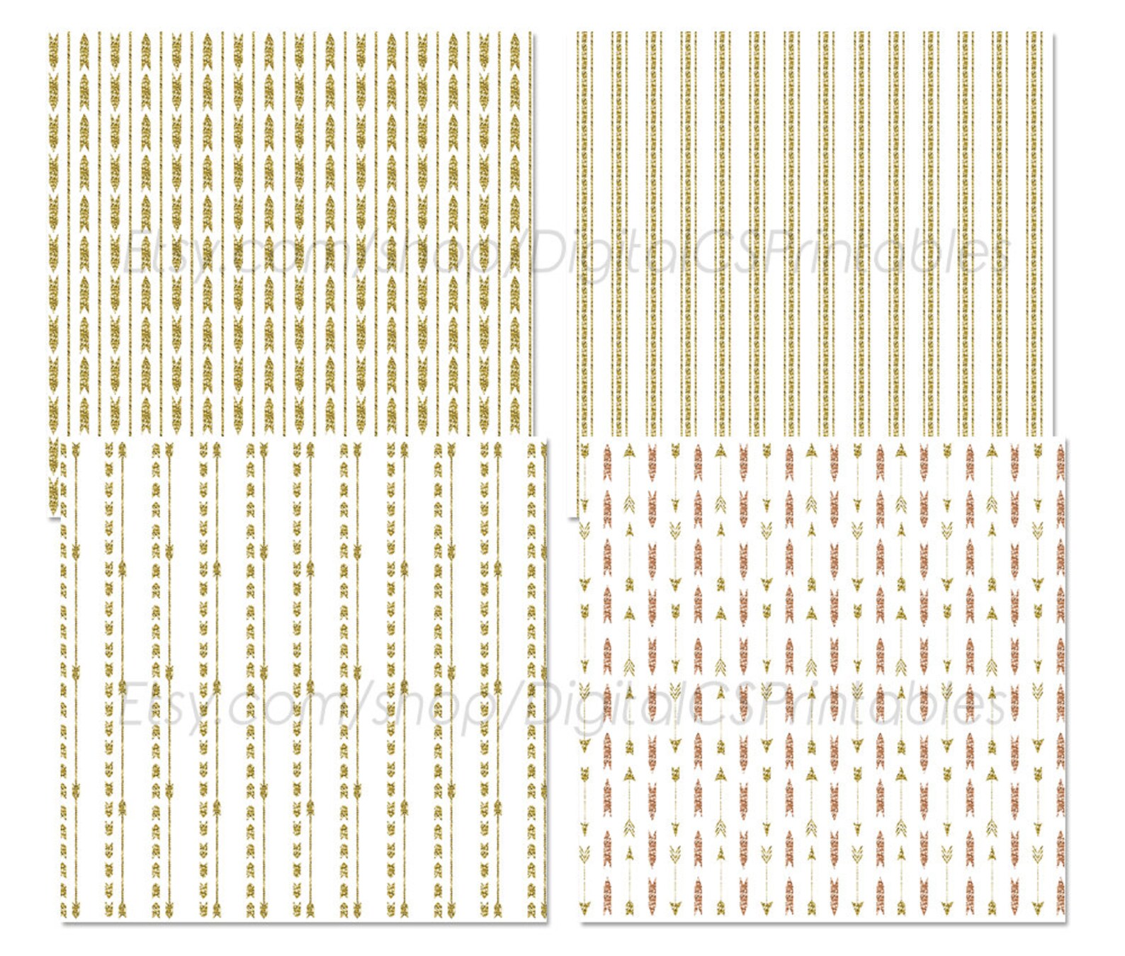 Gold Arrow Digital Paper Arrow Tribal Digital Paper Gold Glitter ...