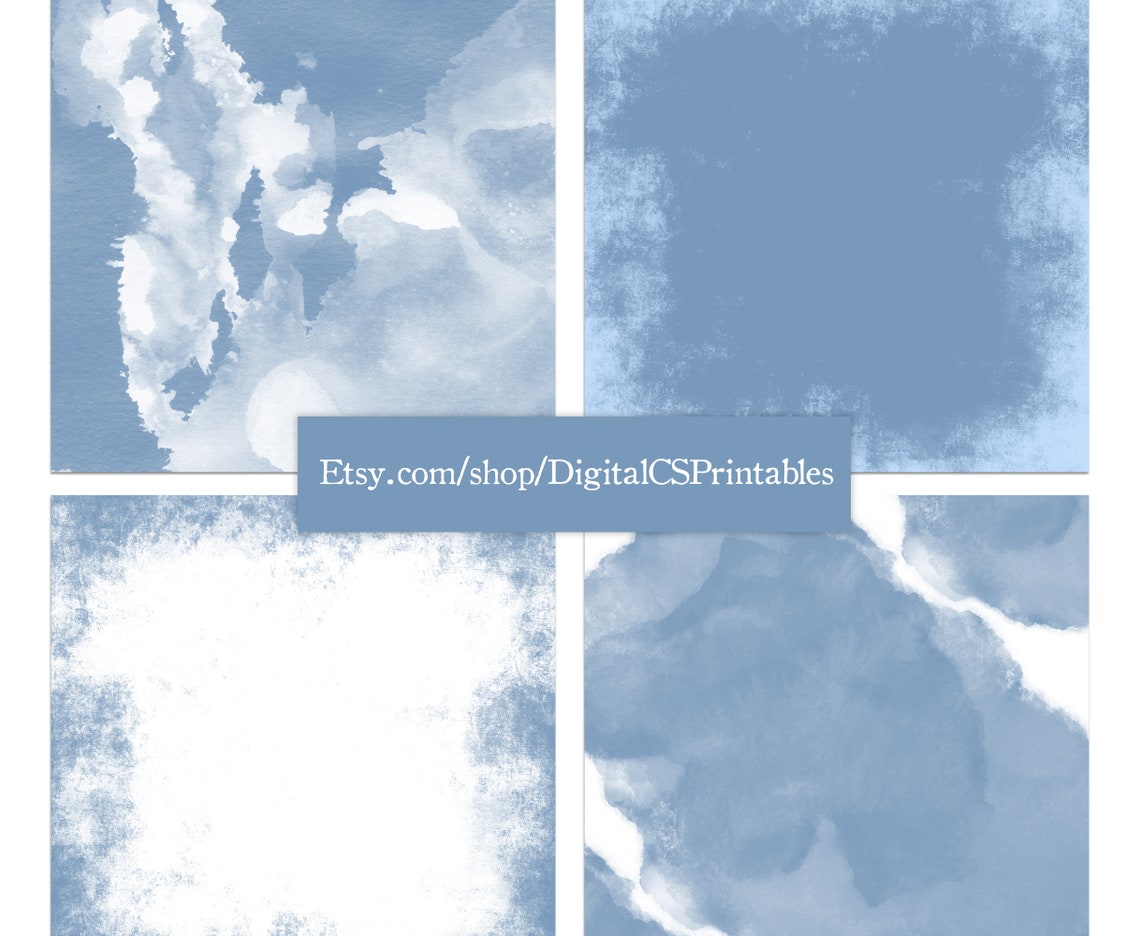 Dusty Blue Digital Paper Pastel Dusty Blue Watercolor Papers - Etsy