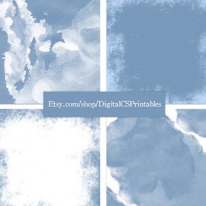 Dusty Blue Digital Paper Pastel Dusty Blue Watercolor Papers Commercial ...