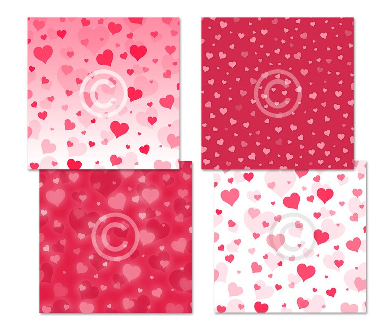 Heart Digital Paper Valentine Digital Paper Love Digital Paper - Etsy