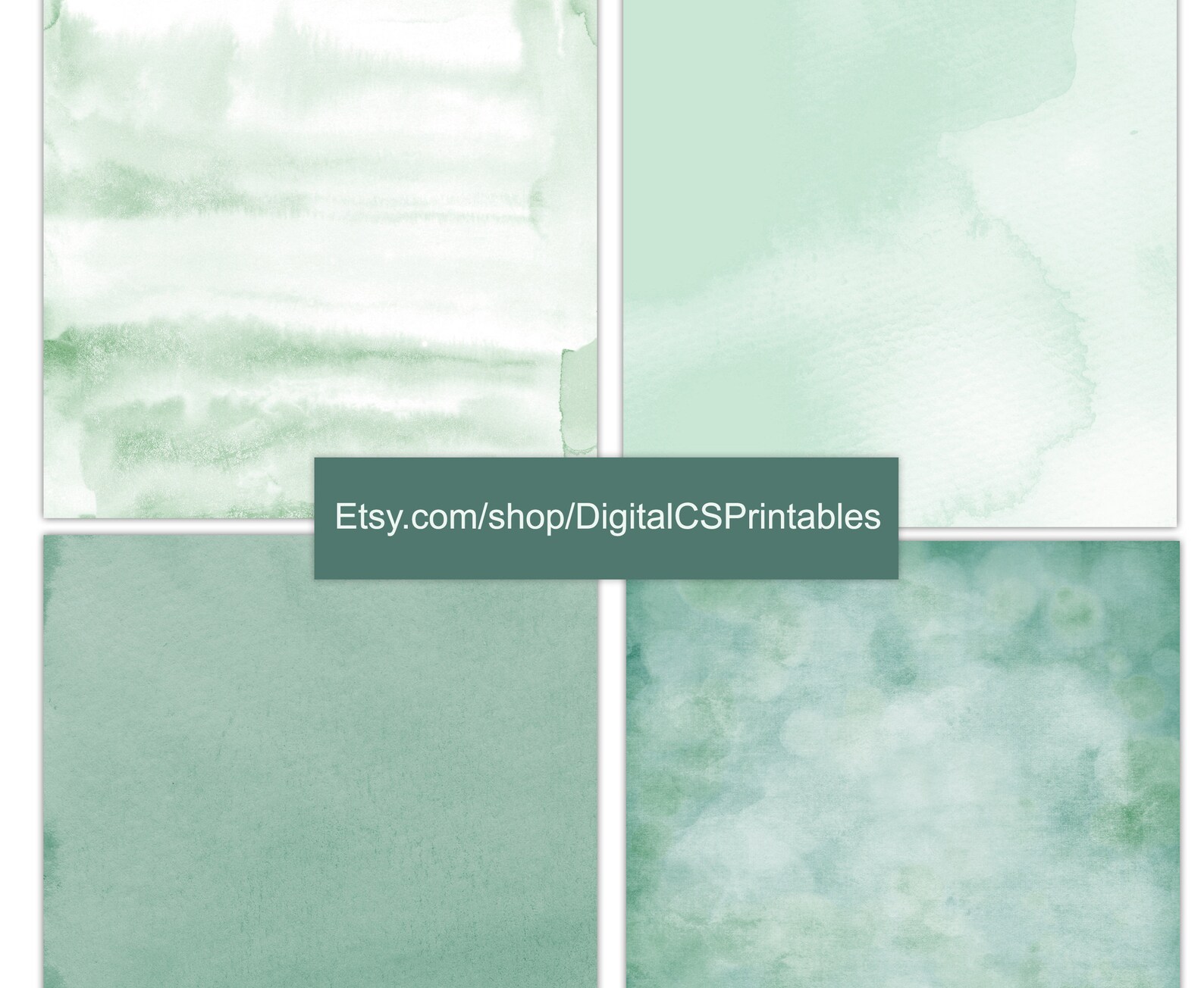 Sage Green Digital Paper Emerald Green Watercolor Digital - Etsy