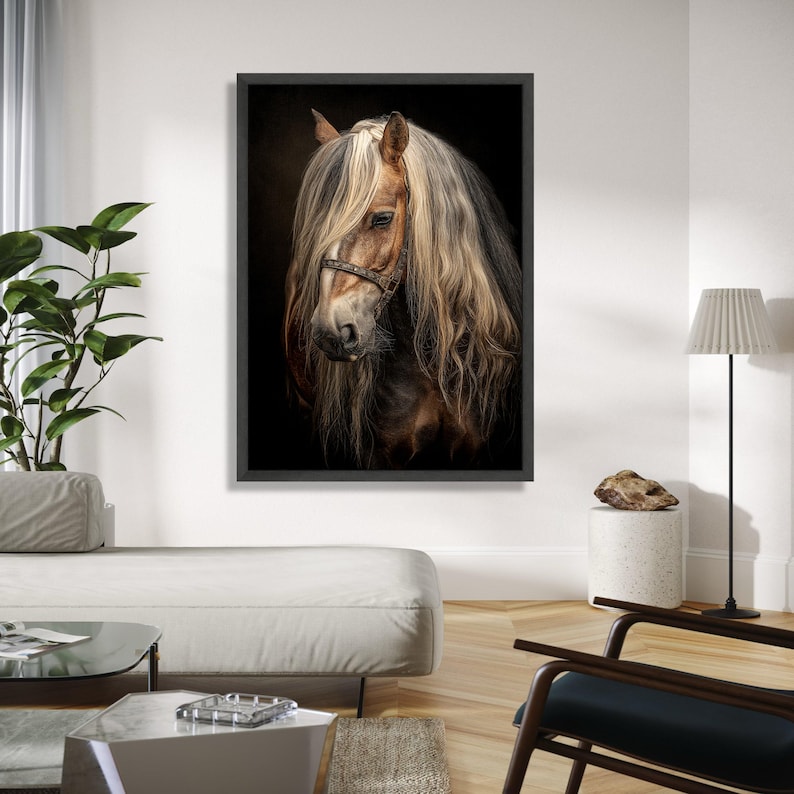 Majestic Blonde Horse Portrait Canvas Rustic Equine Wall Art Detailed majestic-blonde-horse-portrait-canvas-rustic-equine-wall-art-detailed