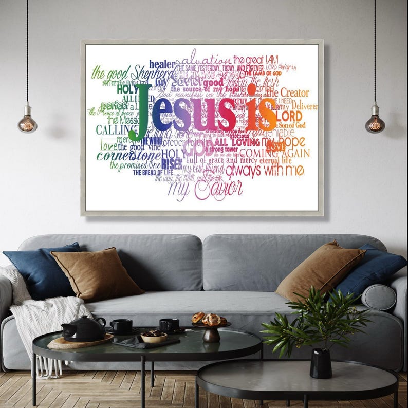Jesus is Inspirational Word Art Canvas, Christian Scripture Wall Decor ...