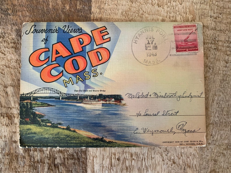 Vintage Cape Cod Accordion Postcard Set Postmarked 1943 - Etsy