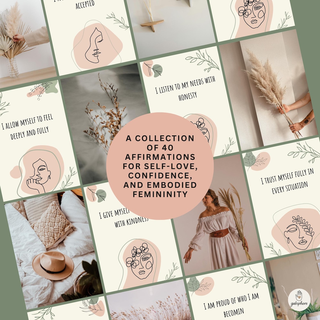Self-love Affirmation Cards: Feminine Confidence (digital Download ...