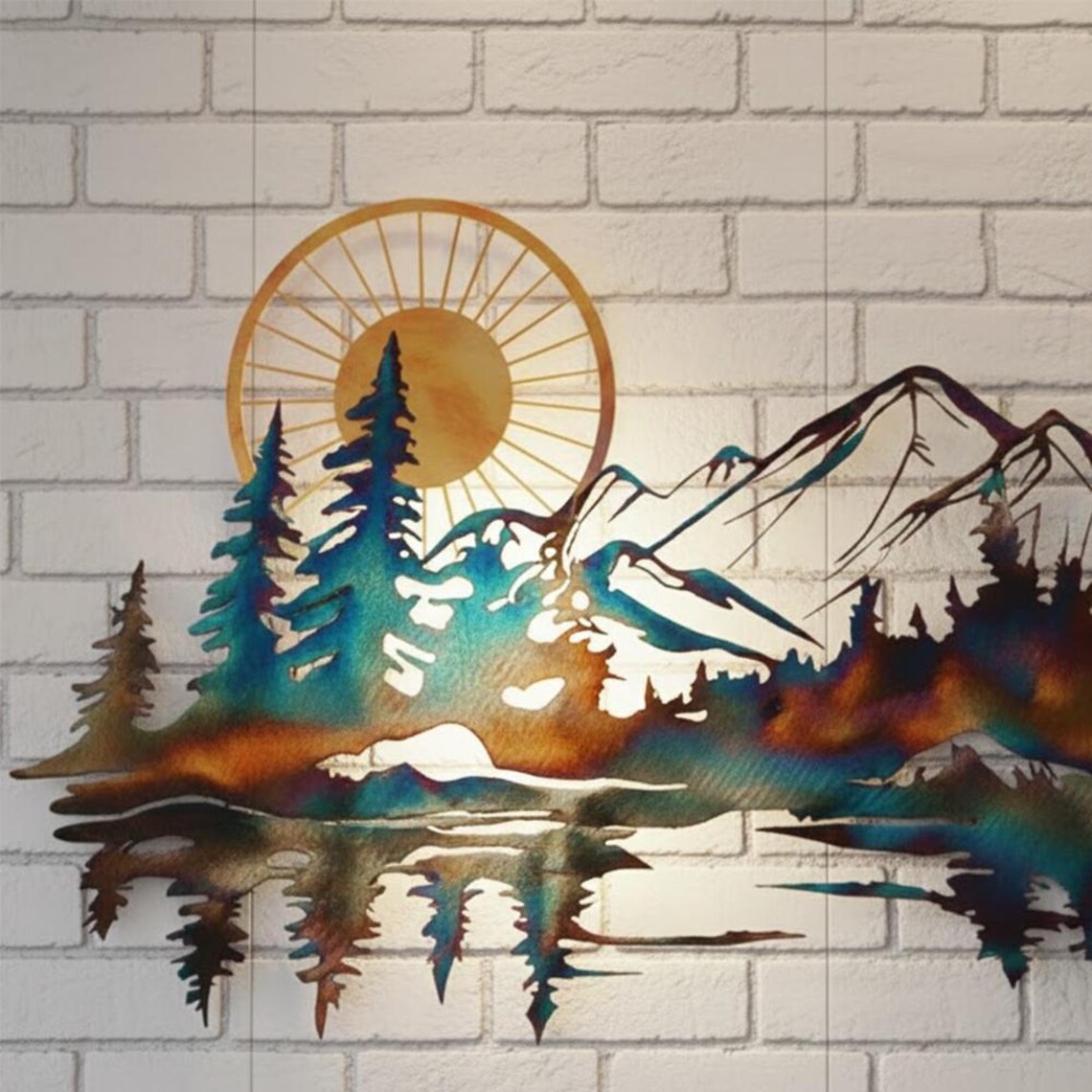 Copper Mountain Scene Metal Wall Art - Rustic Home Decor - Etsy