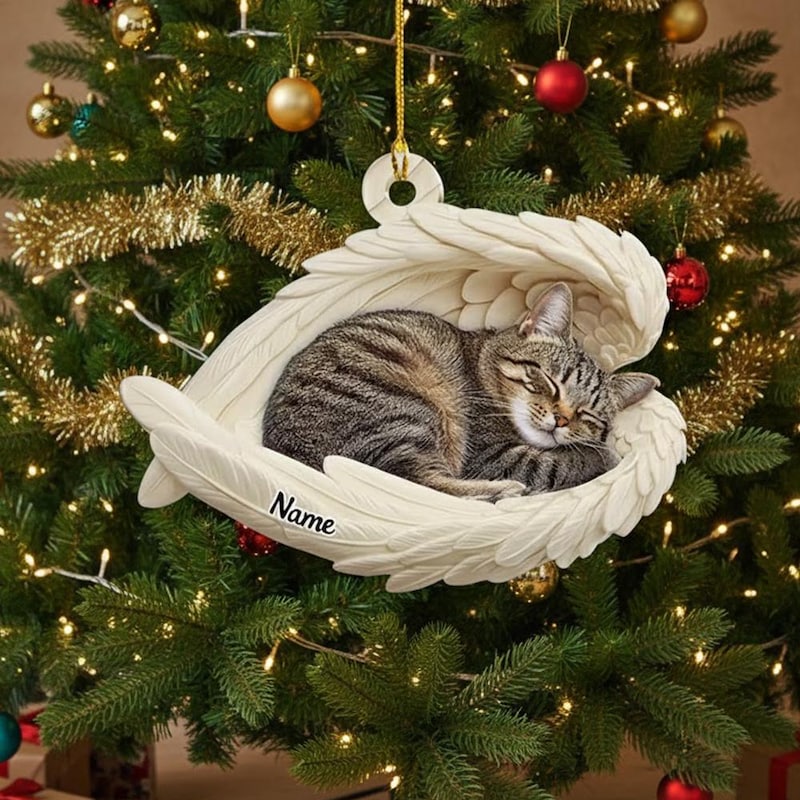 Gray Angel Cat Ornament - Etsy UK