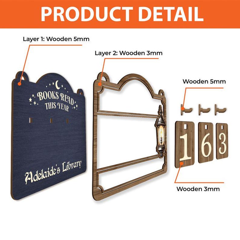 Personalized Wooden Books Read Tracker: Book Lover Gift - Etsy