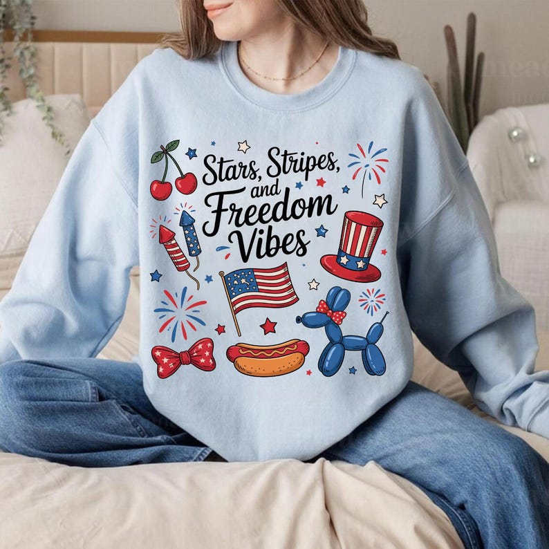 Patriotic PNG Stars Stipes and Freedom Vibes Sublimation Design Girly ...