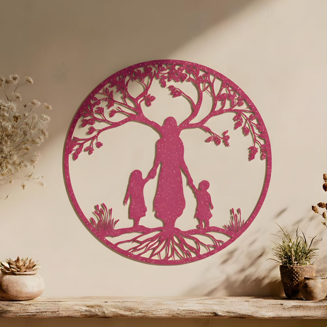 Metal Tree of Life Wall Art Mother With Children Family Tree Decor Gift ...