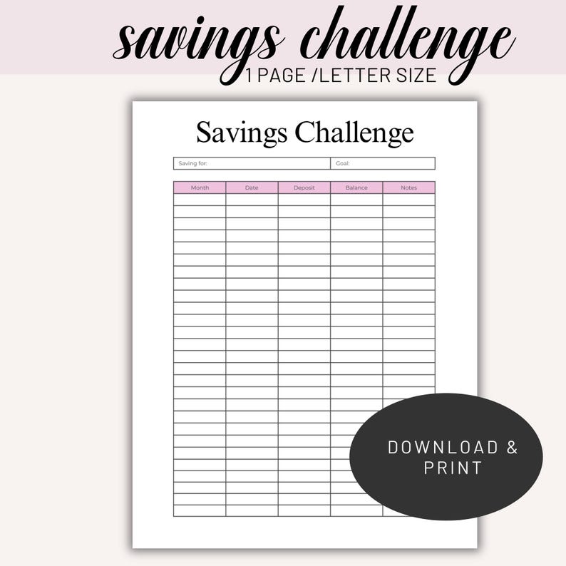 Savings Challenge Printable | Mini Tracker ,goal Sheet ,budget Planner ...