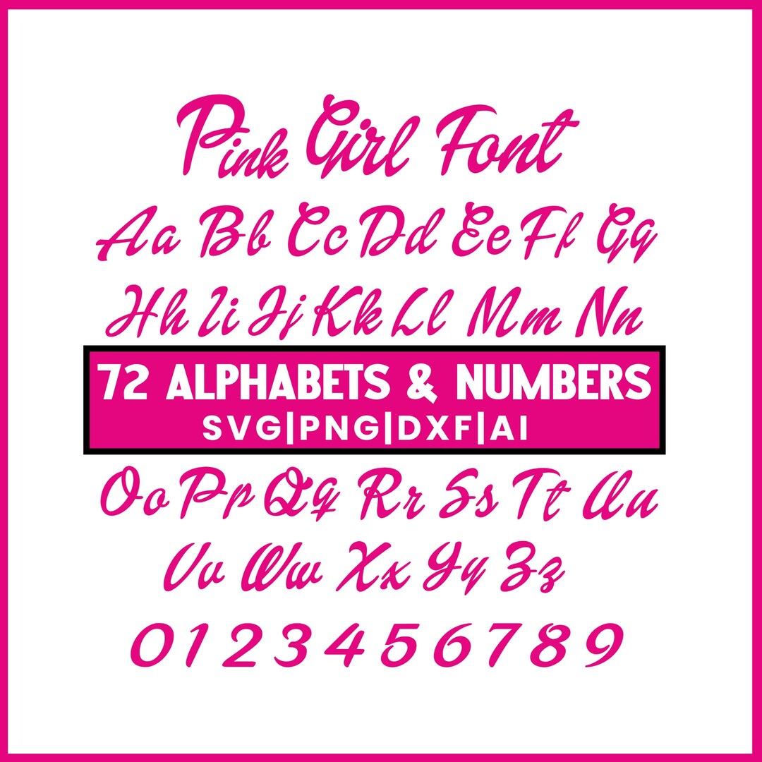 Pink Girl Font, Doll Font SVG, Pink Font, Kids Font, Digital Font ...