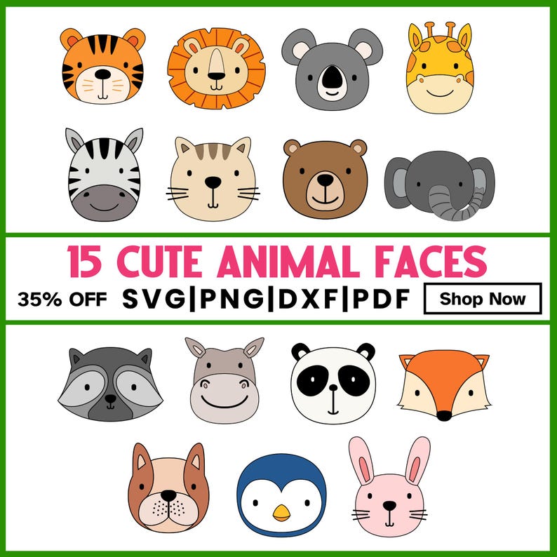 Animal Face Svg, Animal Head Svg, Animal Face Png, Animal Face Clipart ...