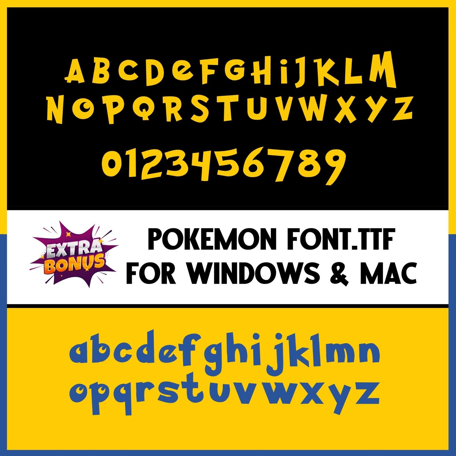 Poke Man Font, Kids Font, Poke Alphabet SVG, Png Font, Birthday Shirt ...