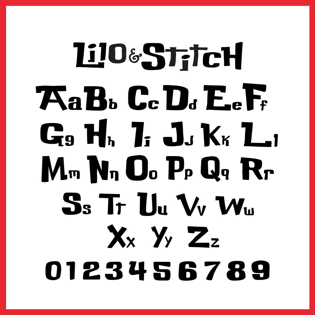Lilo and Stitch Font SVG: Alphabet, Numbers, Clipart (TTF Included ...