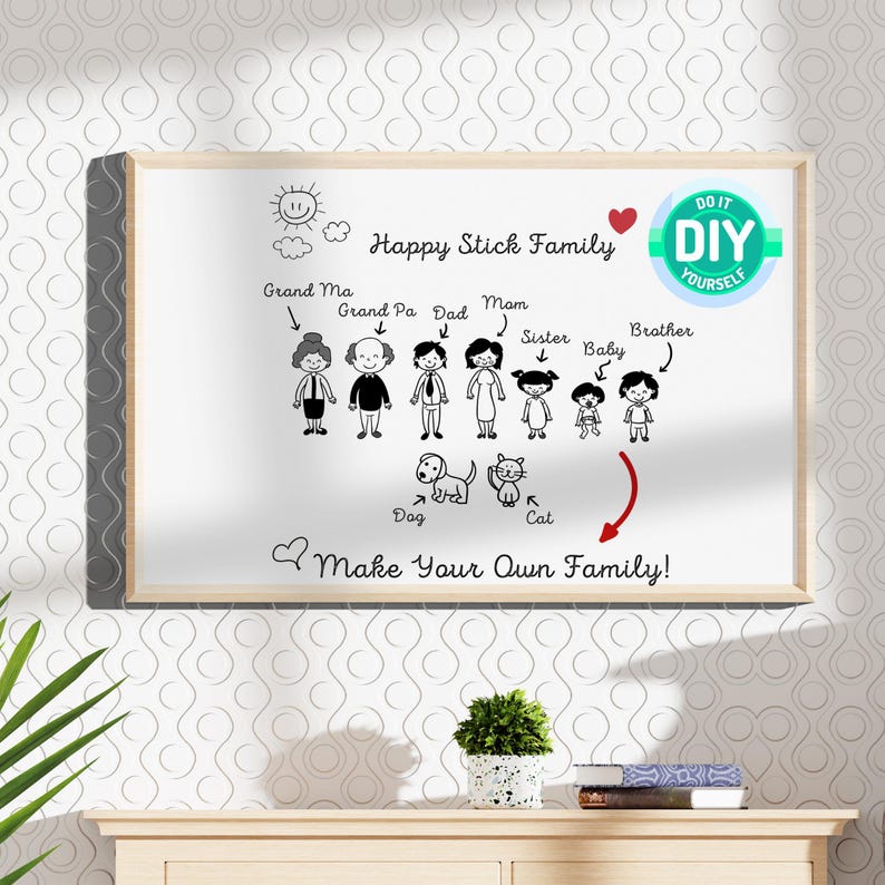 DIY Stick Figure Family SVG Bundle, Stick Figure SVG, Stick Family Png ...