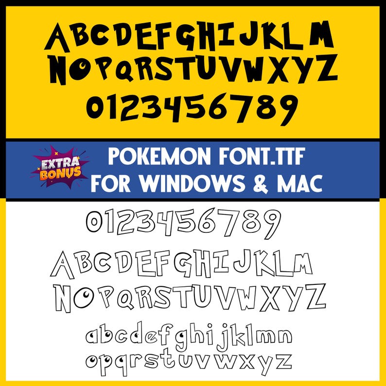 Poke Man Font, Kids Font, Poke Alphabet SVG, Png Font, Birthday Shirt ...