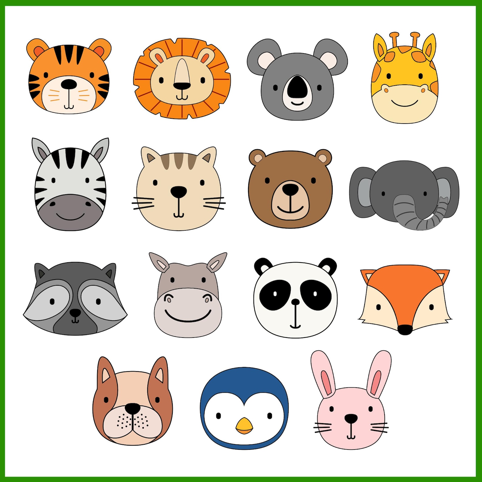 Animal Face Svg, Animal Head Svg, Animal Face Png, Animal Face Clipart ...