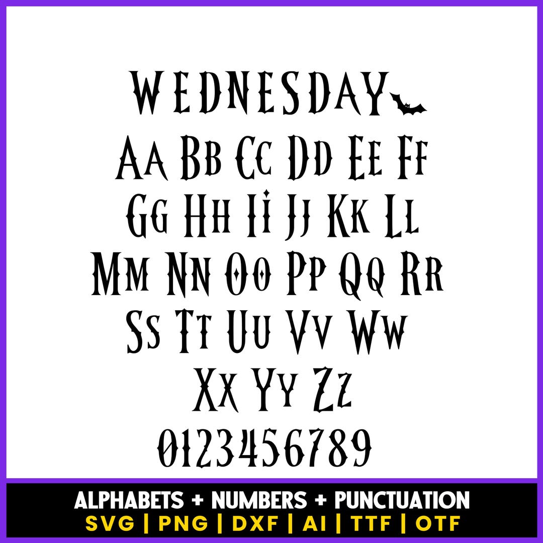 Wednesday Font SVG: Gothic Letters, Cricut, Silhouette & Canva (digital ...