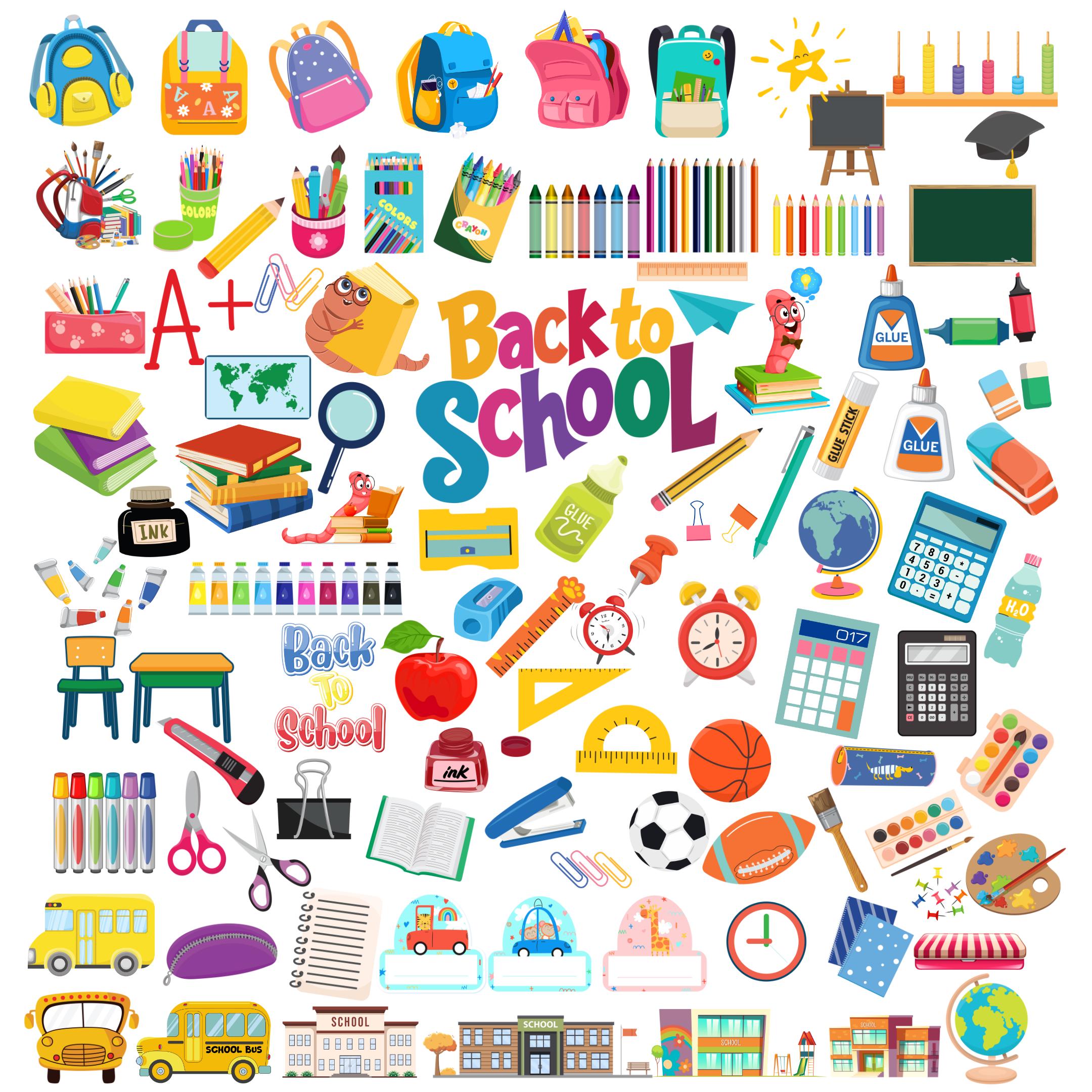 School Supplies Clipart: SVG, PNG Digital Files for Cricut and Canva ...