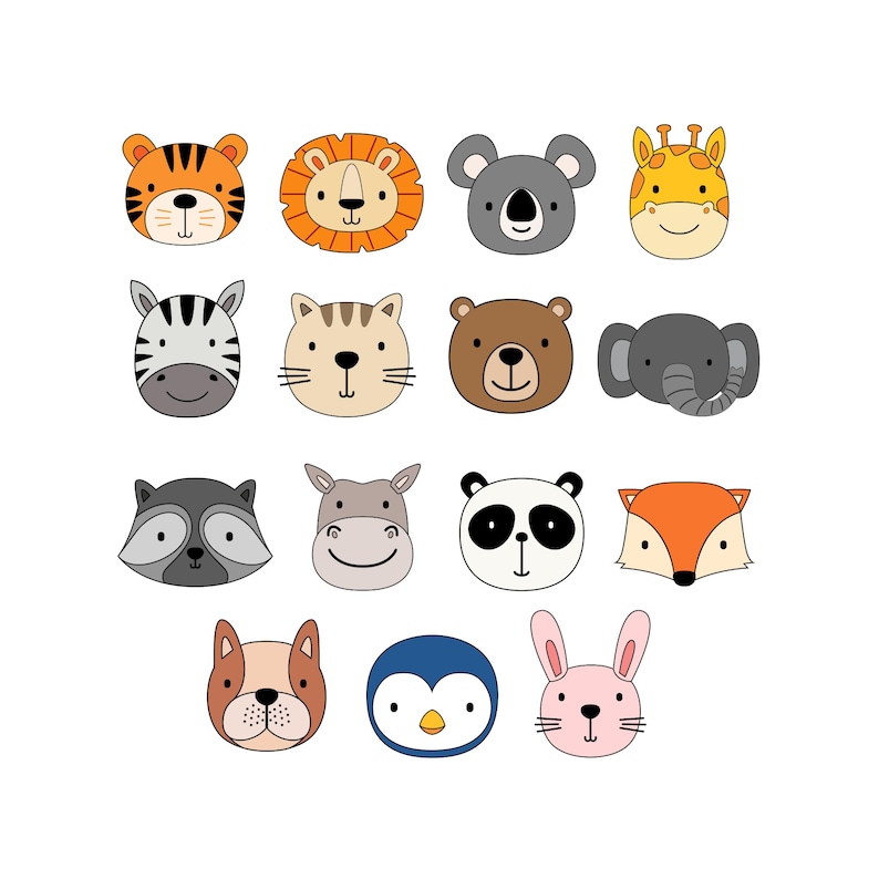 Animal Face Svg, Animal Head Svg, Animal Face Png, Animal Face Clipart ...