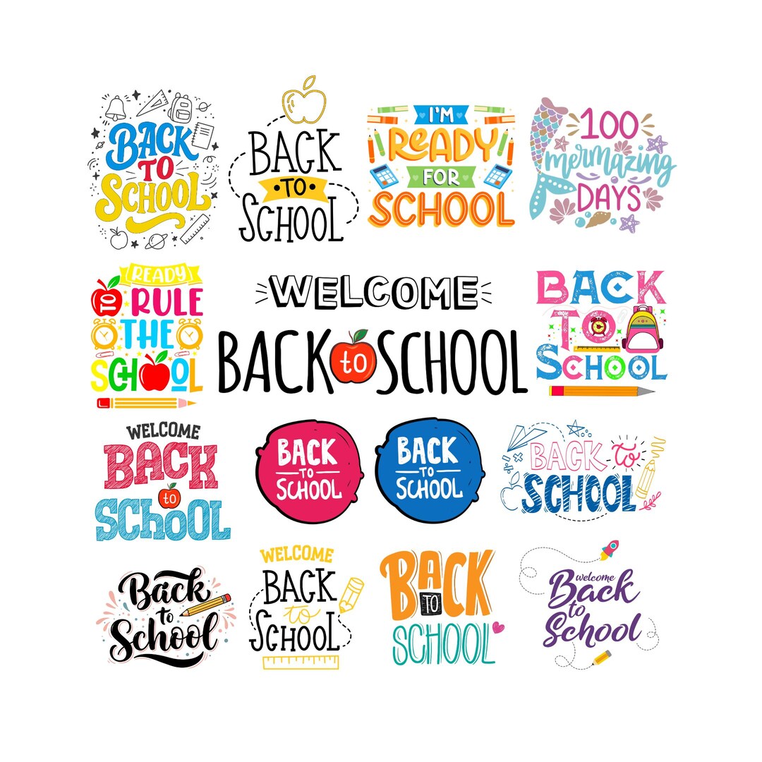 Back to School SVG PNG Clipart Bundle: First Day Printables (digital ...