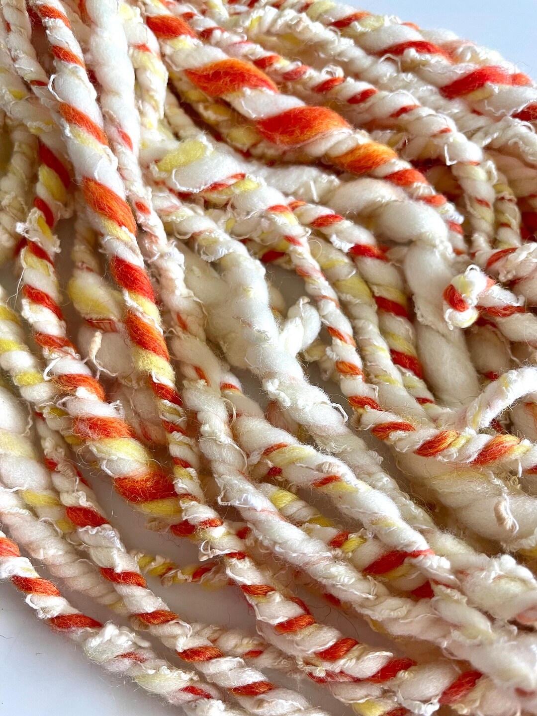 Handspun Wool Art Yarn, Auto Wrapped With Slub Yarns, 3 Ply, Jumbo ...