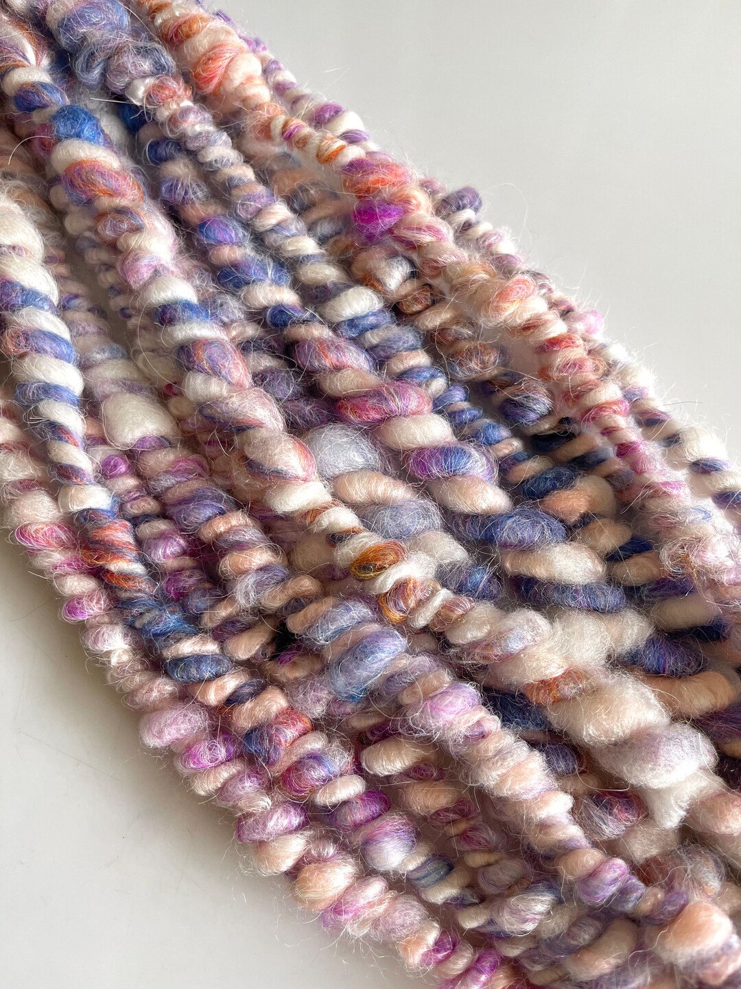 Pink and Blue Chunky Art Yarn Handspun, Scrappy Yarn, 9 Yards, Bamboo ...