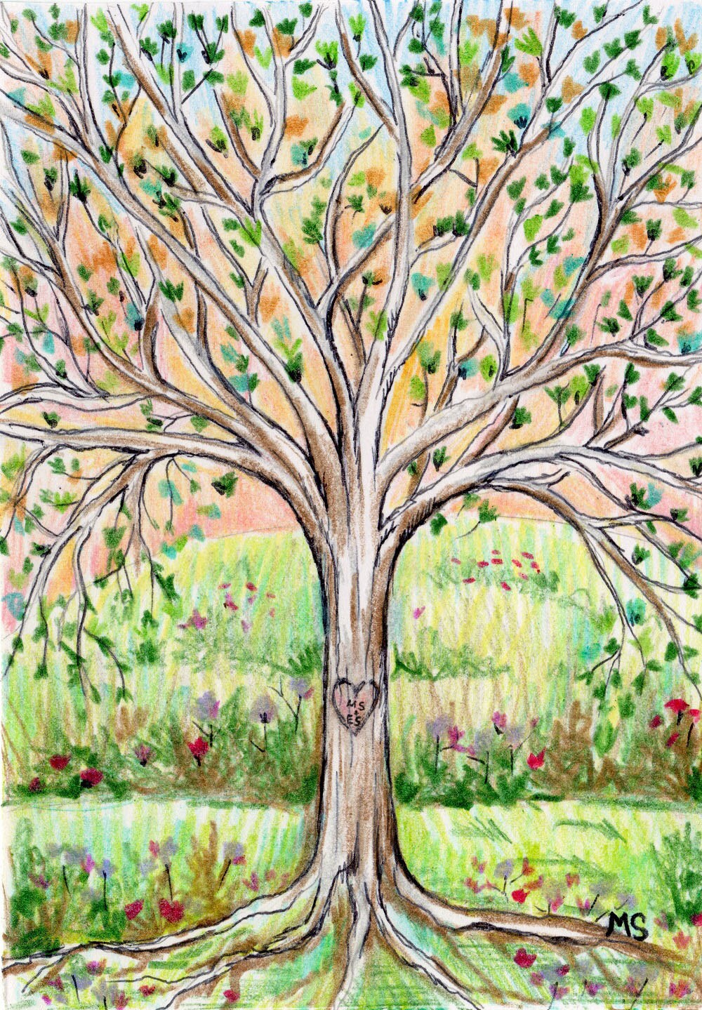 Heart Tree Drawing