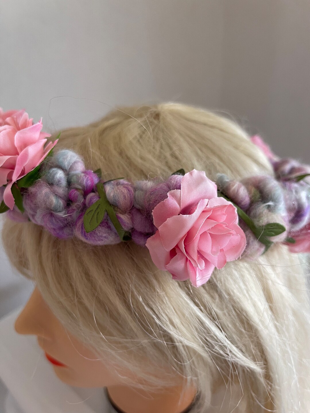 Pink Roses Flower Crown Floral Crown Festival Crown Hand Dyed and Hand ...