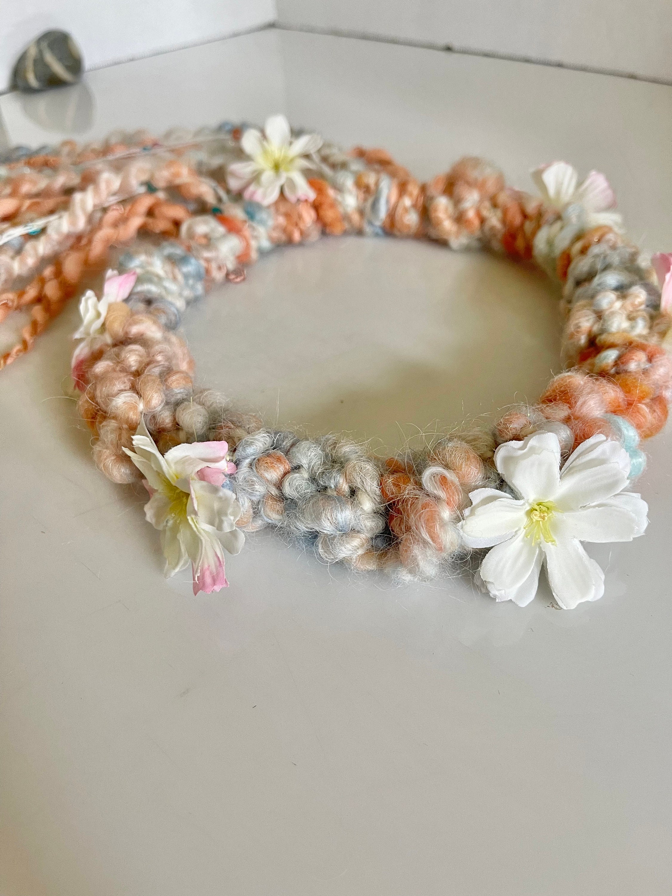 Romantic Flower Crown - Peach and Blue Crown for Women - Fairy Floral ...