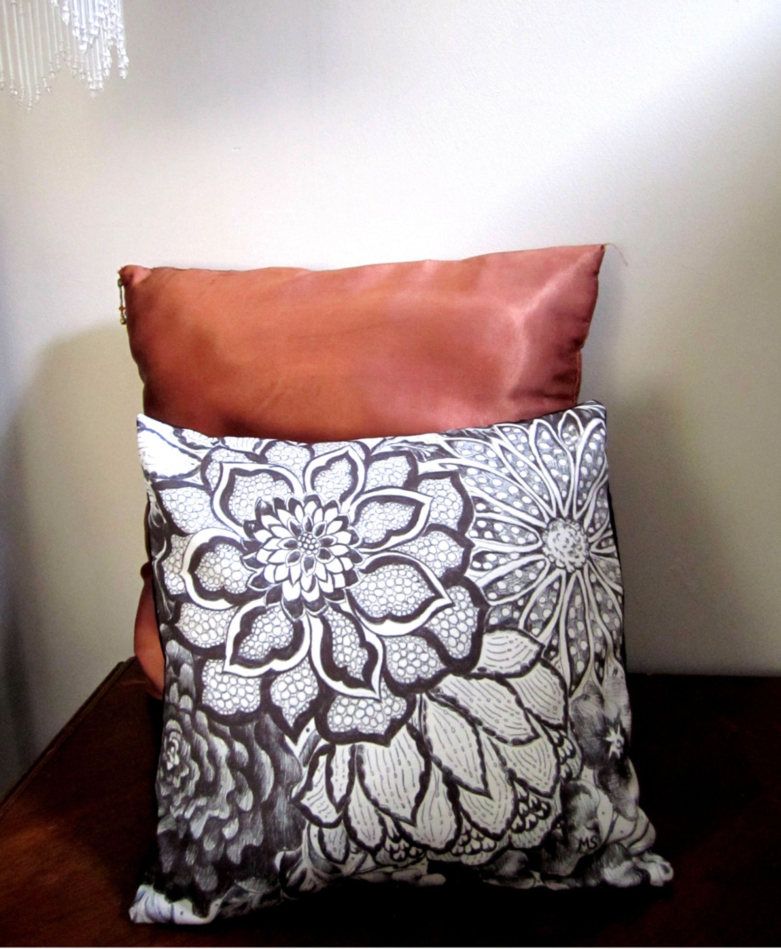 Zen Art Floral Pillow Decorative Pillow Throw Pillow Black - Etsy