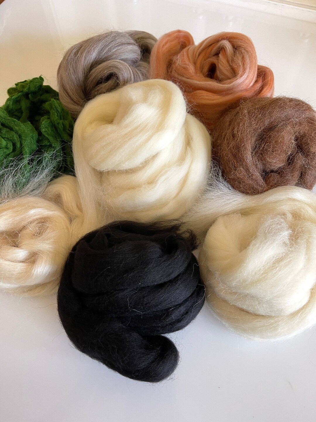 Wool Fiber for Spinning, Felting, Weaving, 8 Color Sampler Fiber Pack ...