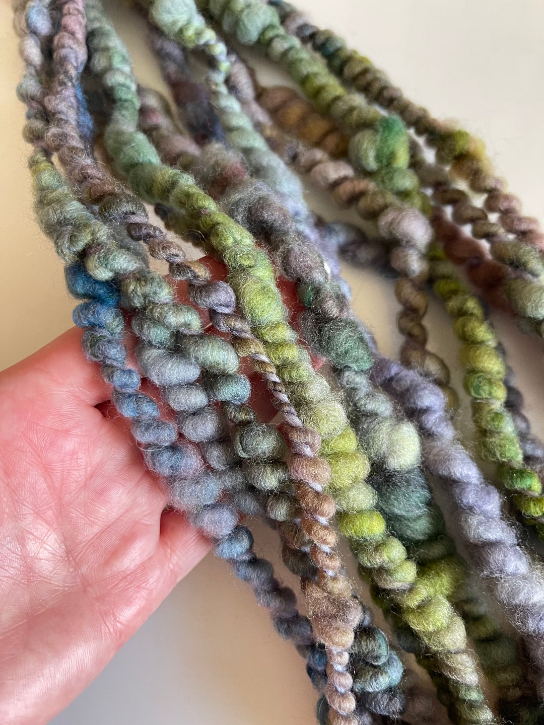 Hand Dyed Fiber Art Yarn, Weaving Yarn, Muted Jewel Tones, Superfine ...