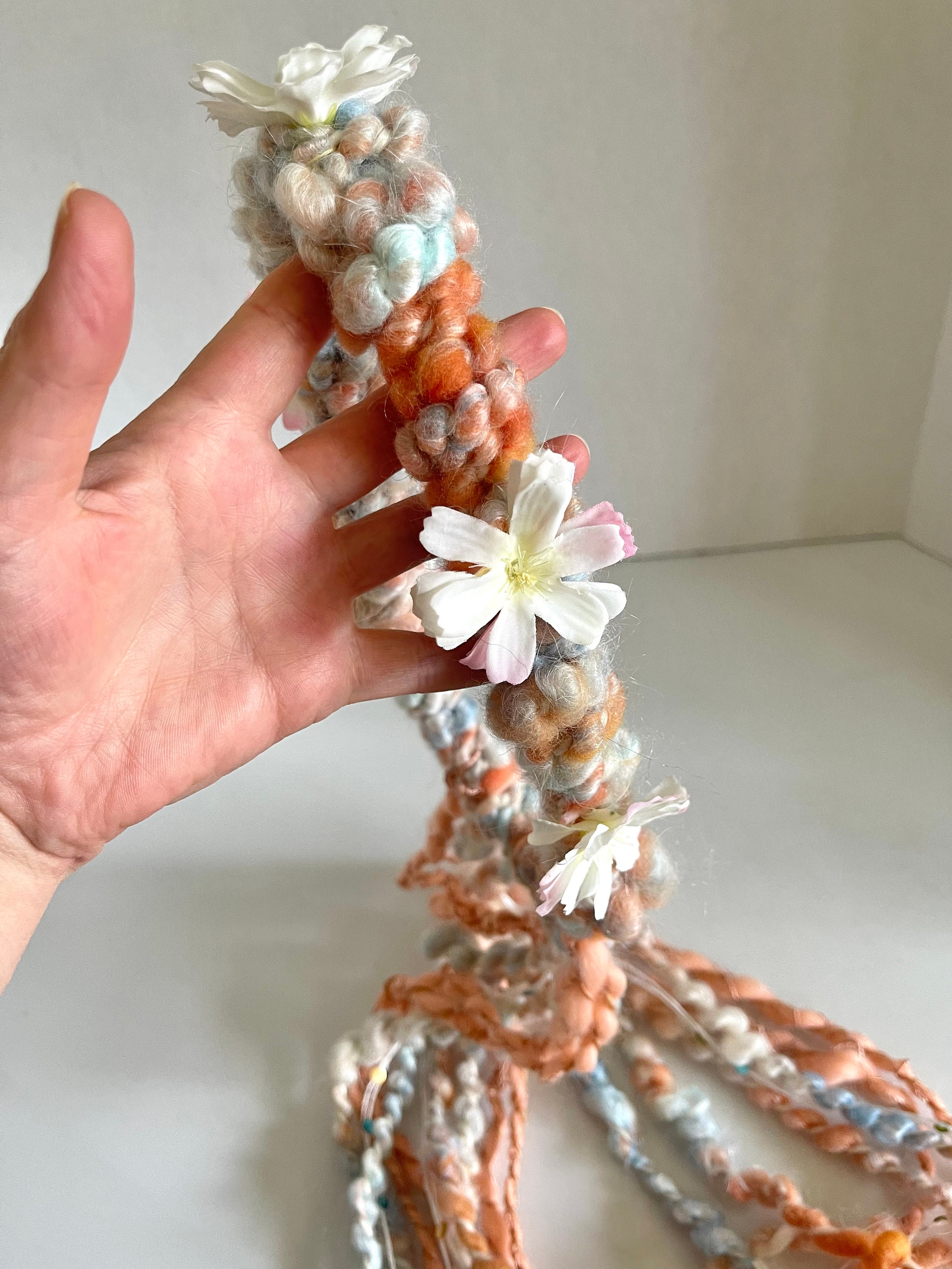 Romantic Flower Crown - Peach and Blue Crown for Women - Fairy Floral ...