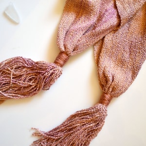 Dusty Rose Tassel Scarf, Handwoven, Hand Dyed, Ikat, Mauve Scarf, Rayon ...