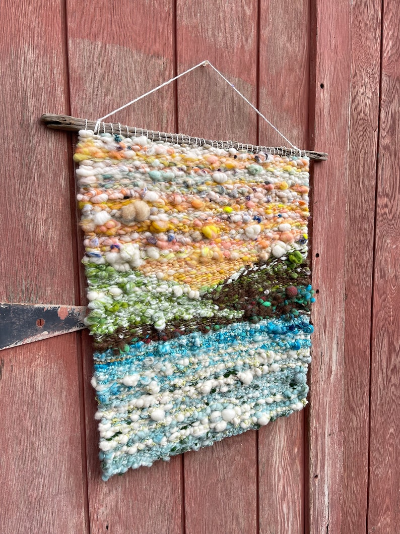 Large Woven Wall Art, Handspun Art Yarn Landscape "encosta à Beira-mar ...