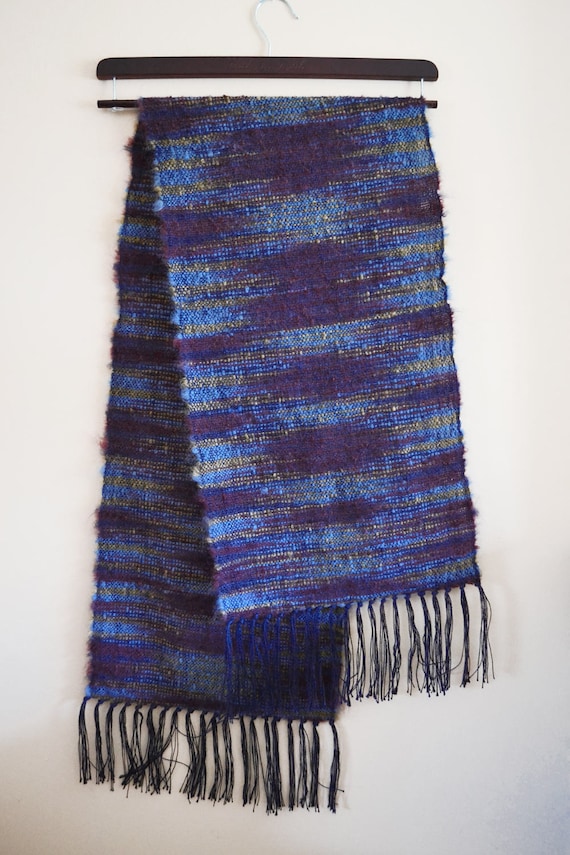 Handwoven Wool Scarf Space Dyed Woven Wool Shawl Blue | Etsy