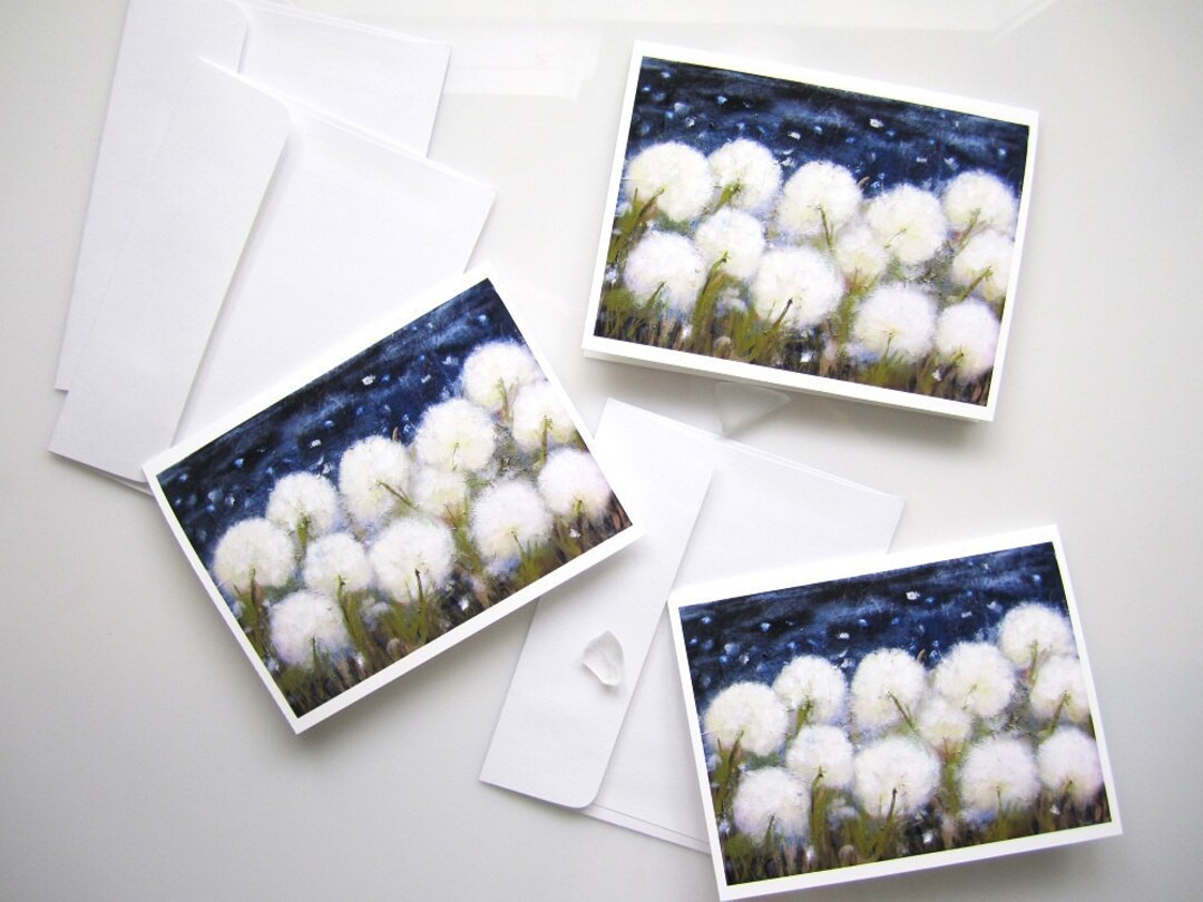 Dandelion Cards Dandelion Stationery Set 4x5 Printed Art - Etsy