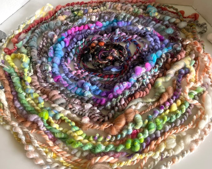 Handspun Art Yarn, Weaving Yarn Pack, Yarn Bundle, 24 Pieces, 4.7 Oz ...
