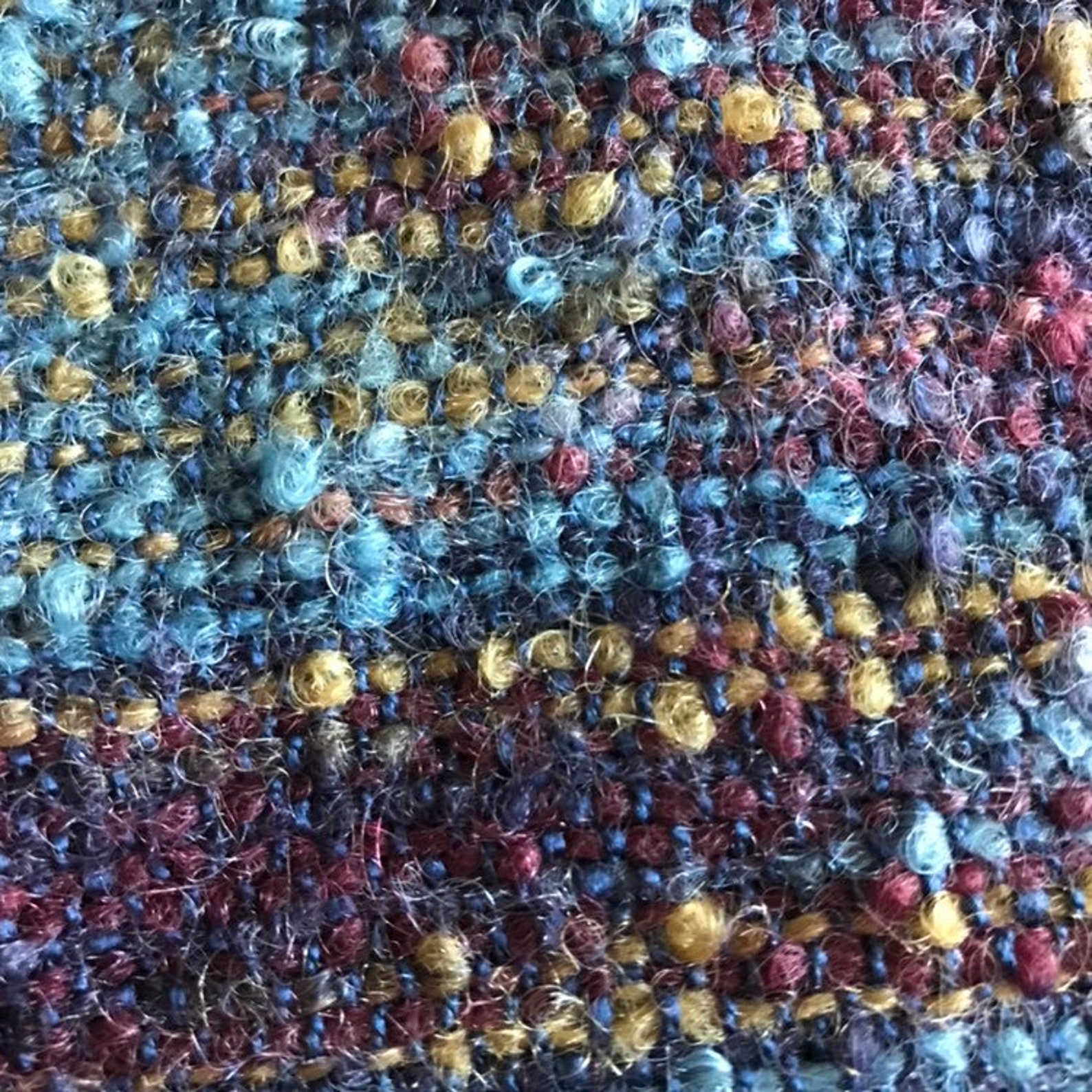 Handwoven Wool Scarf, Space Dyed Woven Wool Shawl, Blue, Maroon and ...