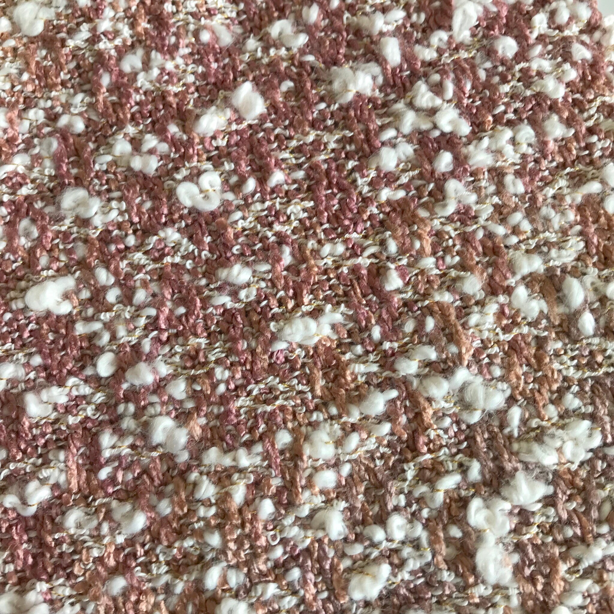 Woven Textured Scarf, Pink, Peach, and White Handwoven Boucle Scarf ...