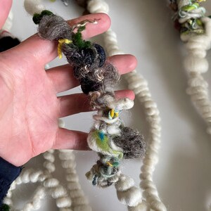 Birch Tree, Handspun White Wool Art Yarn With Brown, Green and Black ...