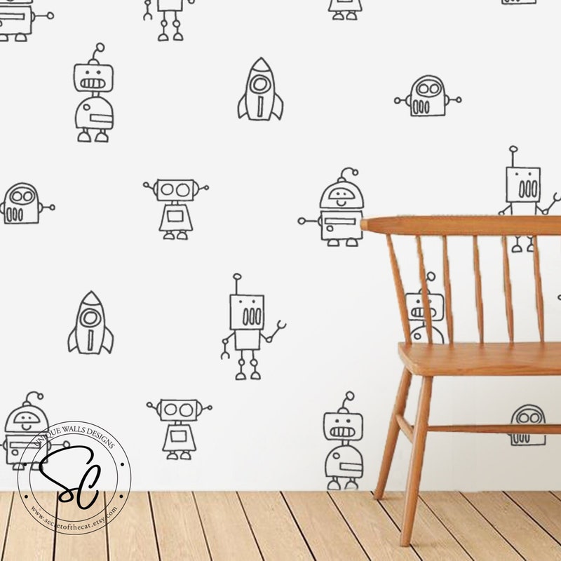 Robot Wall Decal - Etsy