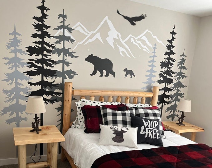 Wall Decals Nursery, Pine Tree Forest Wall Decals,tree Wall Decals ...