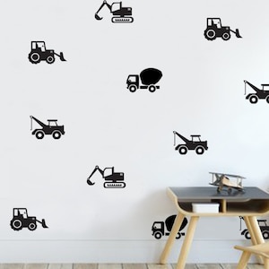 Construction Trucks Wall Decals Vinyl Wall Decals Wall | Etsy